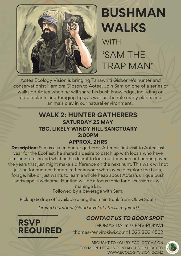 Bushman Walks with 'Sam the Trap Man' - Hunter Gatherers - Aotea Great ...